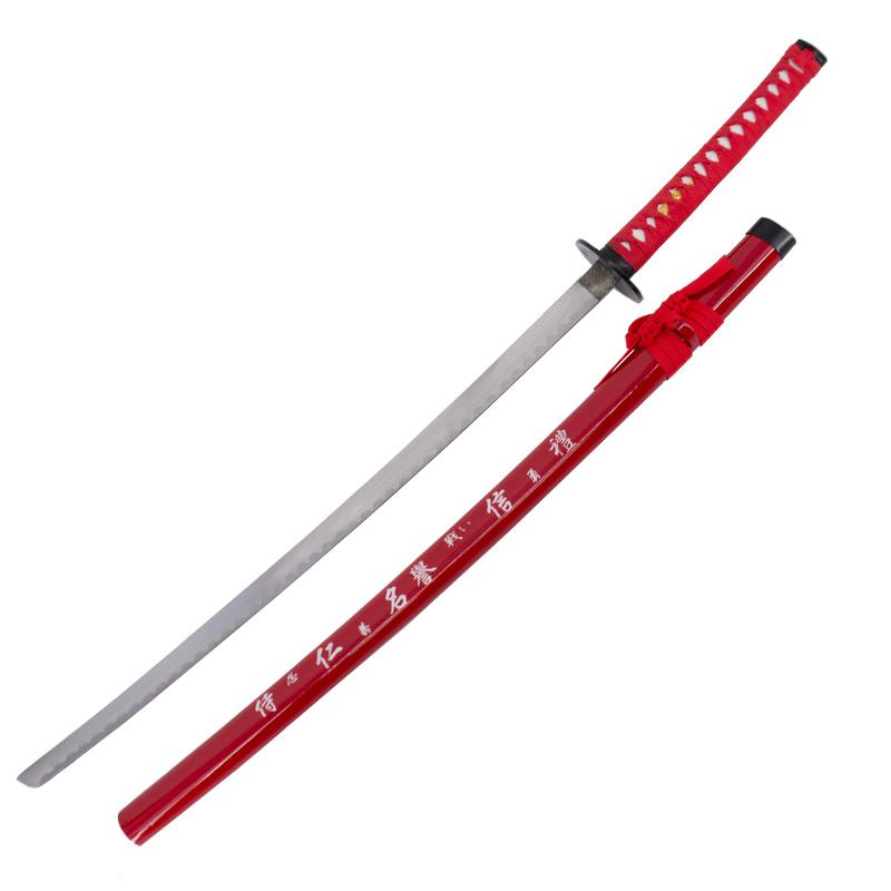 Katana décoratif avec fourreau rouge avec inscription - 78-10037R ...