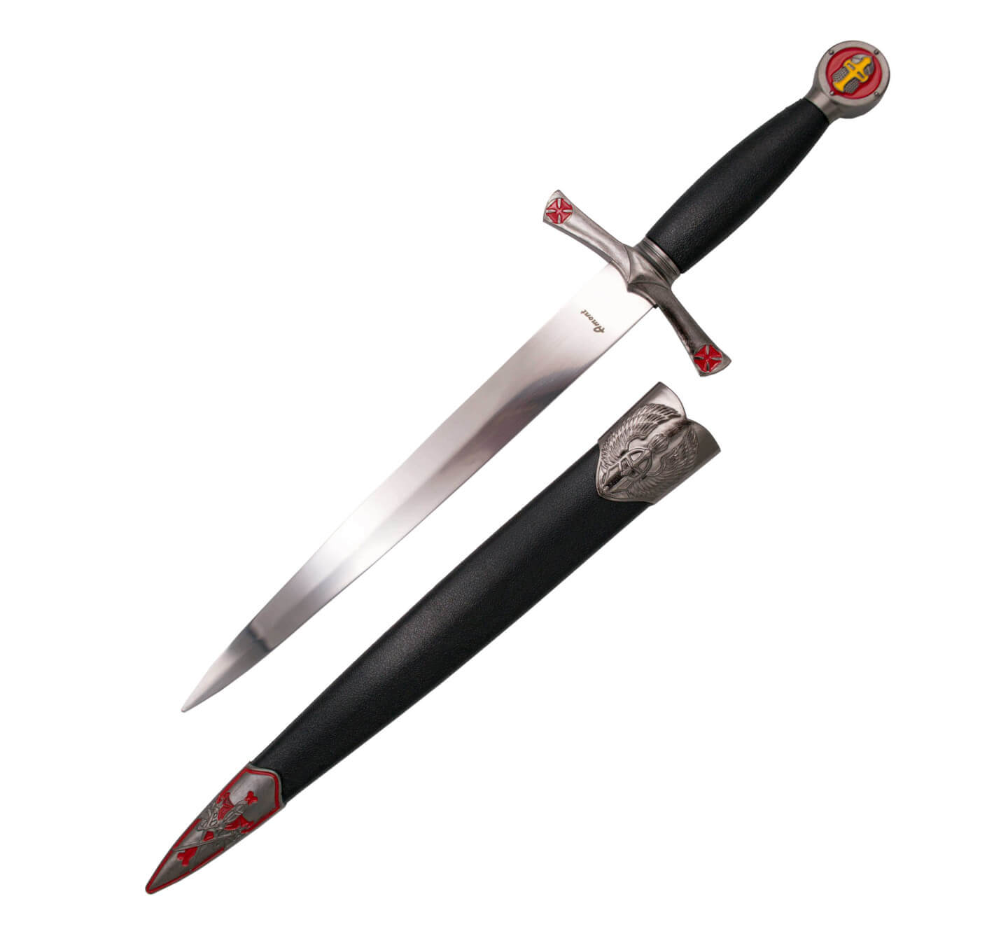 Antique dagger with black handle and nickel pommel and guard - 78-S0295 ...