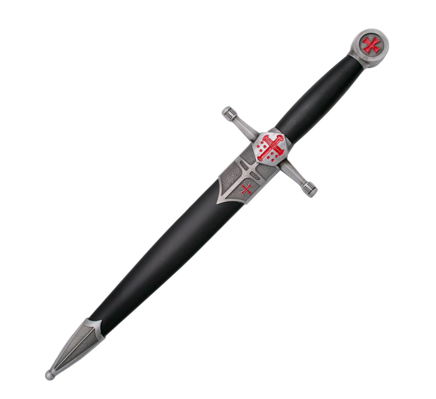 Daga antigua con mango negro decorado con cruces rojas - 80-S3325 ...